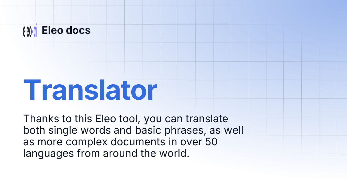 Translator | Eleo docs